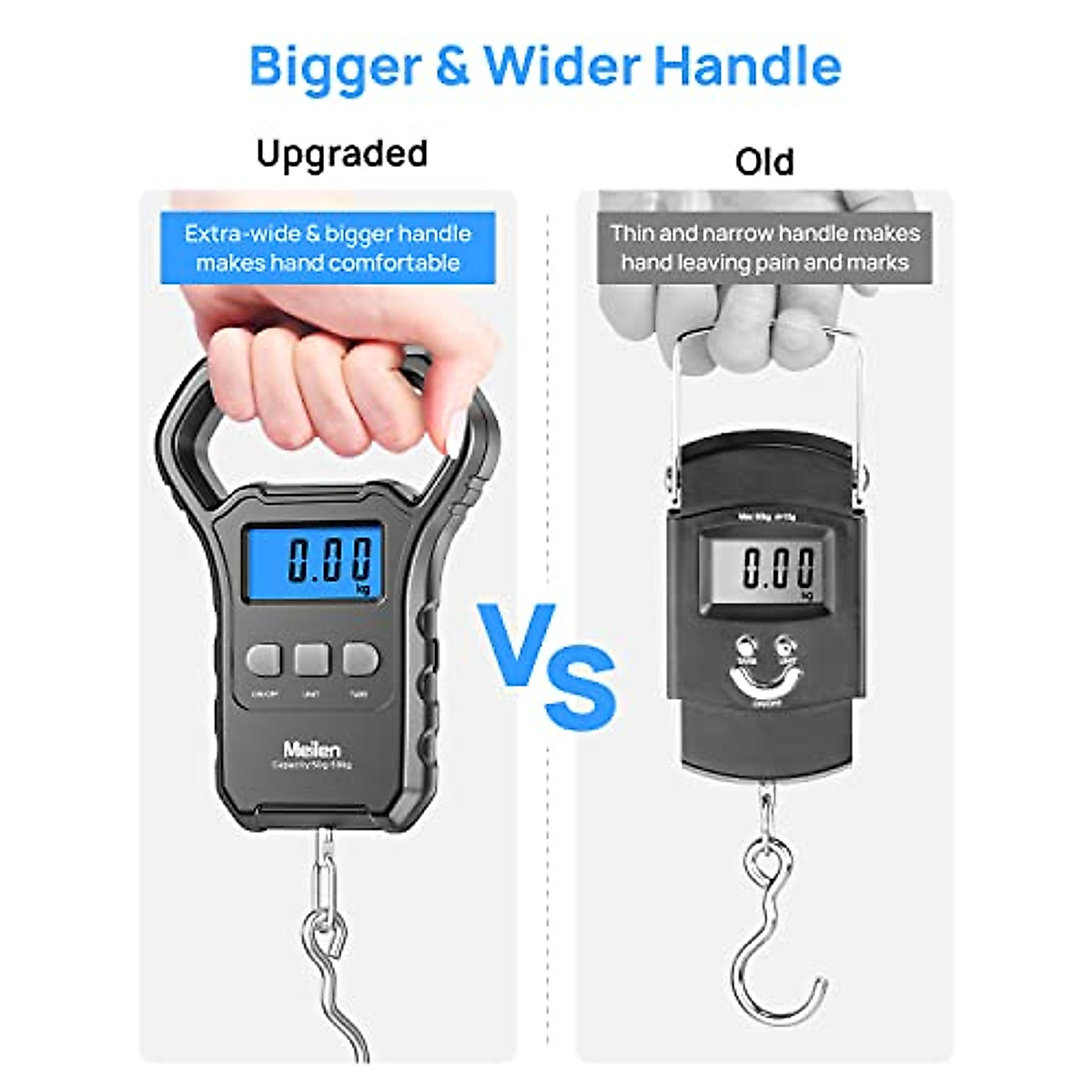 Fish Scale, Meilen 110lb/50kg Luggage Scale Hanging Scale Fishing Scale with Backlit LCD Display, Luggage Scales for Suitcase with Large Handle, Digital Postal Scale Fishing Gifts for Men