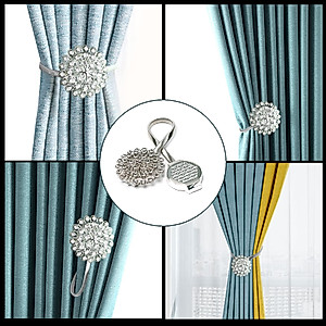 4 Packs Curtain Magnetic Buckle Spring Window Decoration Curtain Tie Rope for Home Office Decoration (White)