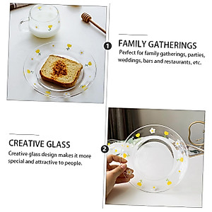 NOLITOY 4 Pcs Tulip Flower Glass Plate Glass Dessert Plate Transparent Salad Plate Food Serving Plate Kitchen Salad Plate Glass Salad Plate Fruits Plate Household Tableware