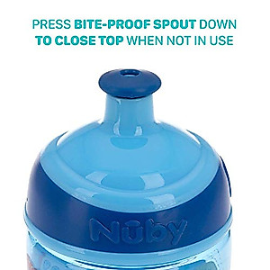 Nuby Thirsty Kids Tritan Free Flow Pop Up Super Slurp Water Bottle, Shark, 1 Pack, 12 Oz