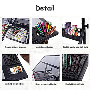 EESHHA Drawing Table Adjustable Glass Drafting Table,Versatile Art Study Table,with Storage Drawers,Art Studio Design Sketching Painting Work Station