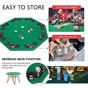 VIVOHOME 48 Inch Foldable 8-Player Texas Poker Card Table Top Layout Portable Anti-Slip Rubber Board Game Mat with Cup Holders and Carrying Bag, Green