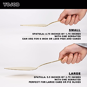 YOJOB Wedding Cake Knife and Server Set, Simple Style Cake Cutting Set, Pastry Pie Server for Wedding, Birthday, Parties, Events (Gold)