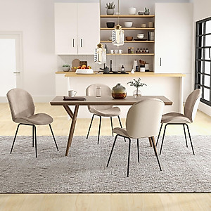 Giantex Dining Chairs Set of 4, Velvet Kitchen Chair Set with Metal Base, Max Load 330 Lbs, Armless Dining Side Chair with Padded Seat, Upholstered Modern Accent Dining Room Chairs