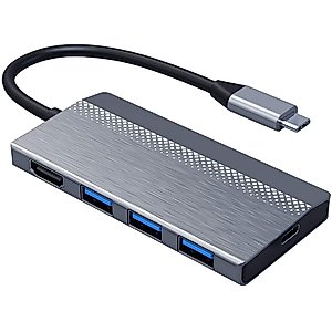 JMT Aluminum Alloy 7-in-1/5IN1 USB-C Type-C HUB to HDMI RJ45 Multi USB 3.0 Power Adapter for Docking Station (5 in 1)