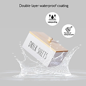 zoocatia Laundry Room Decor Dryer Sheet Container Wood Detergent Dispenser Holder Organization and Storage Box with Lid for Dryer Balls, Laundry Pods, White