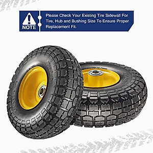 MaxAuto 10 Inch Solid Rubber Tires 4.10 3.50-4 Flat Free Tire 4.10/3.50-4 Tire and Wheel, 2.25" Offset Hub, 5/8" Bearings, for Hand Truck, Trolley, Garden Cart, Lawn Mower, Garden Wagon, Wheelbarrow