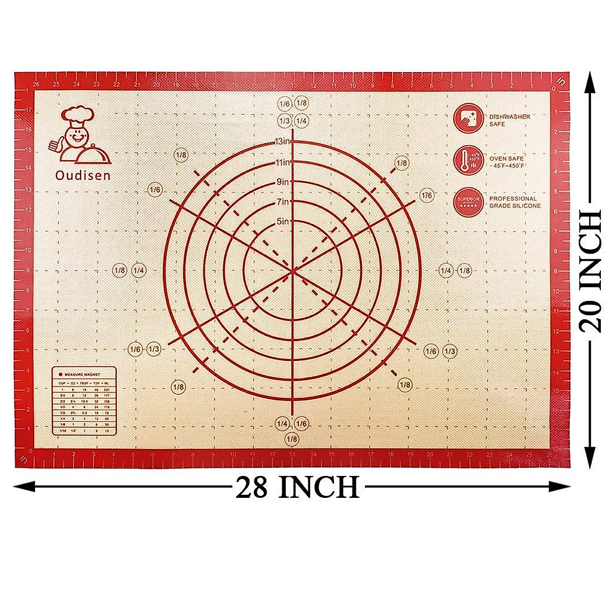 Silicone Baking Mat Pastry Mat Non Slip Non Stick Extra Large Bread Kneading Board with Measurements for Rolling Dough Thicken