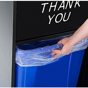 36 Gallon Restaurant Fast Food Trash Bin, Receptacle with Door, Tray Holder (Black Melamine)