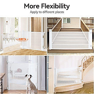 COMOMY Retractable Baby Gate for Stairs, 0-71" Mesh Dog Gate for House Doorways Hallways, 33" Tall Extra Wide Child Safety Gate for Kids Pets, Indoor and Outdoor (White)
