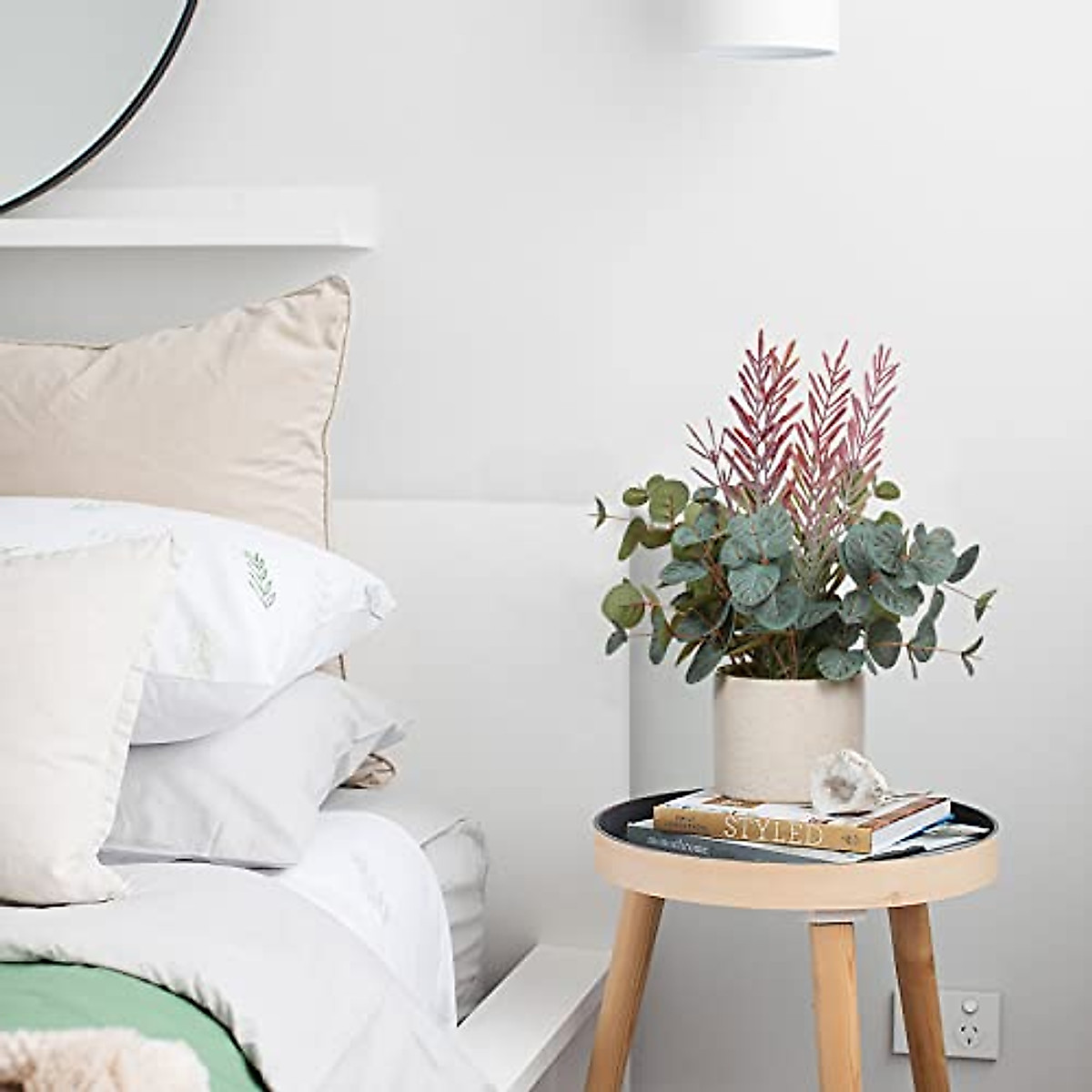 ANGELLOONG Artificial Eucalyptus Plants for Home Decor Indoor, Faux Eucalyptus with Fake Leaves, Potted Silver Dollar Eucalyptus for Home Decor Indoor - 4.6" x 14.5"