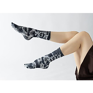 EGEN Dye Tie Yoga Socks for Women Man Novelty Print Non Skid Socks Non Slip Grip for Pilates Barre Ballet Sport (Black)