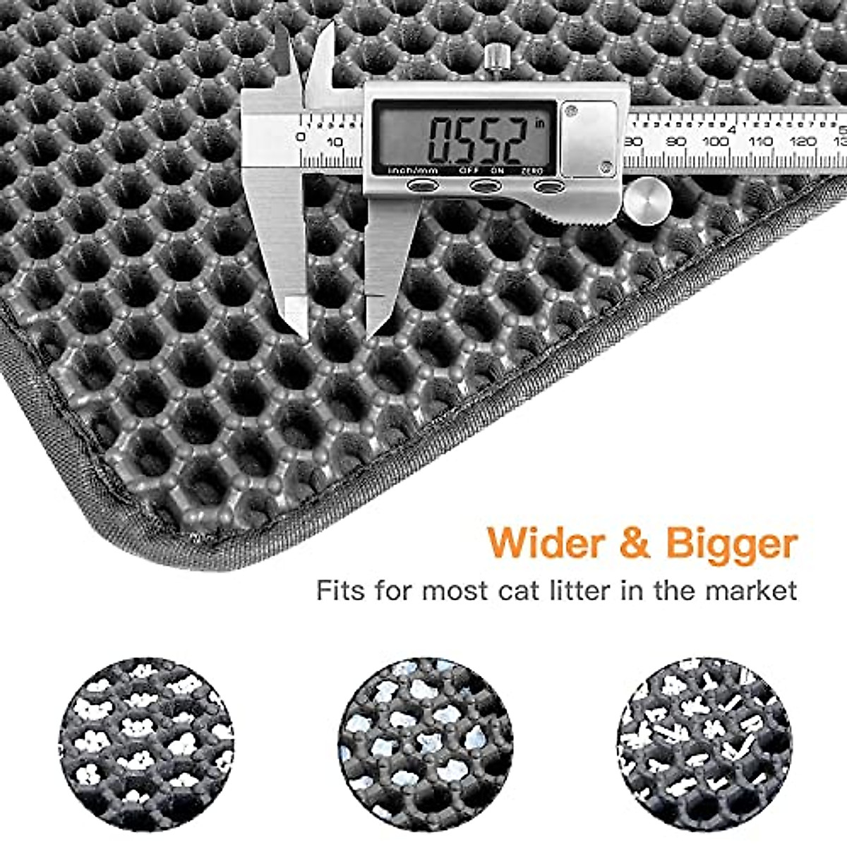 Conlun Cat Litter Mat Cat Litter Trapping Mat, Honeycomb Double Layer Design, Urine and Water Proof Material, Scatter Control, Less Waste，Easier to Clean,Washable