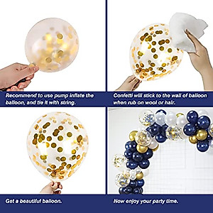 Rubfac Navy Blue Birthday Decorations 120pcs Navy Blue and Gold Balloon Garland with Happy Birthday Backdrop Banner Birthday Photo Backdrop Background for Birthday Party Decoration Supplies