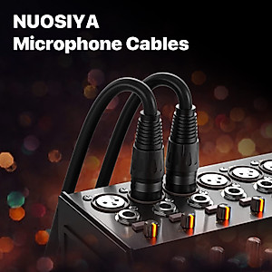 NUOSIYA XLR Cable 100 Ft 2 Packs,Microphone Cables,Premium Balanced Microphone Mic Speaker Cable with 3-Pin XLR Male to Female DMX Cable,Black