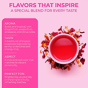 Katy’s Dragonfruit Loose Leaf Tea | Hydrating & Fruity Herbal Tea | Hibiscus, Dragonfruit & Pineapple | Caffeine-Free Fruit Tea | 30+ Cups | Hot or Iced | Antioxidant-Rich | Woman-Owned | 3oz Pouch