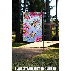 Toland Home Garden 117158 Hummingbirds with Pink Hummingbird Flag 12x18 Inch Double Sided Hummingbird Garden Flag for Outdoor House Bird Flag Yard Decoration