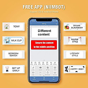 Label Maker with 6 Rolls Tape NiiMbot D11 Portable Wireless Connection Label Printer, NIIMBOT Mini Label Maker Machine