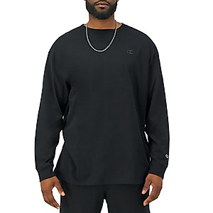 CHAMPION, Classic Long Sleeve, Comfortable, Soft T-Shirt for Men (Reg. or Big & Tall), Black, XX-Large