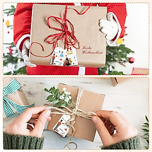 Yeaqee 120 Pcs Nutcracker Christmas Gift Tags with String Holiday Paper Name Tags Nutcracker Favor Tags Hanging Tag Labels for DIY Xmas Present Wrapping Party Decorations(White)