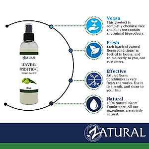 Zatural Neem Leave-In Conditioner (8 Ounce) Moisturizing conditioner for healthy hair and scalp.
