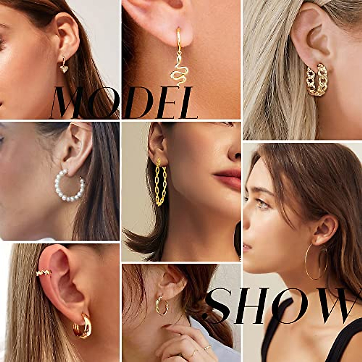 45 Pairs Gold Hoop Earrings for Women, Chunky Twisted Small Big Hoops Earring Packs Set, Earrings for women multipack, Fashion Trendy Earrings Jewelry for Birthday Party Christmas Gift