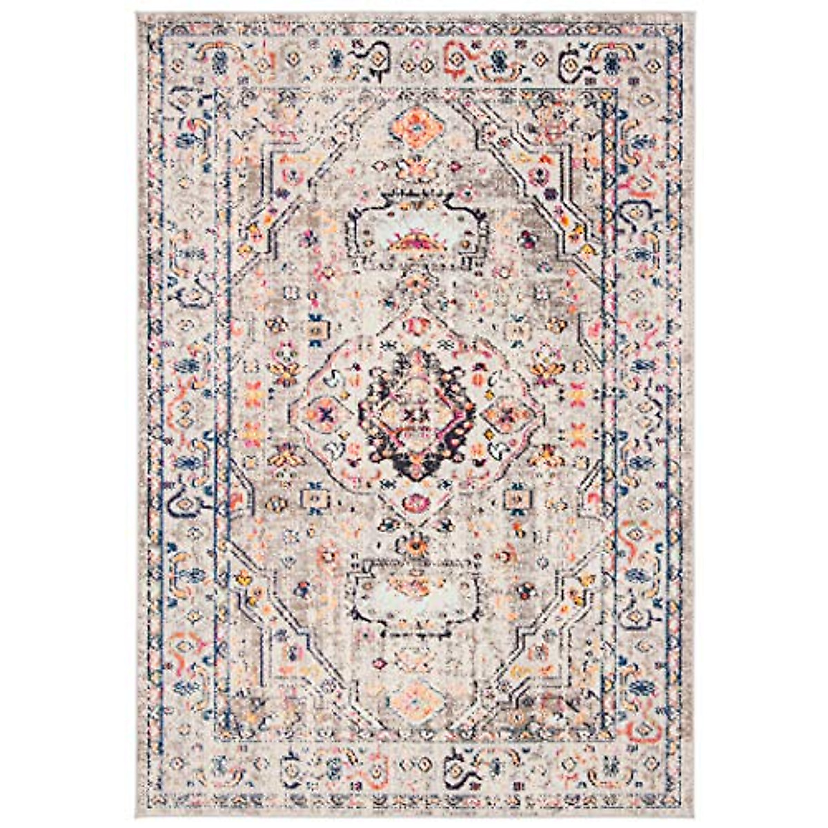 SAFAVIEH Madison Collection 6' x 9' Grey/Blue MAD468F Boho Chic Medallion Distressed Non-Shedding Living Room Bedroom Dining Home Office Area Rug