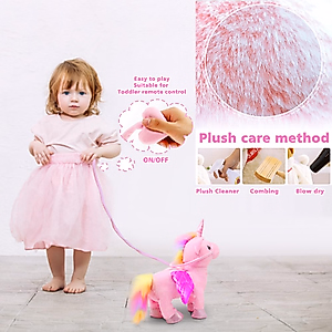 Remote Control Electronic Plush Unicorn Toy Pet for Girls 2-4 3-6 Years Old,Interactive Walking Wiggle Bottom,RC Leash Pink Unicorn Toy for 5 Years Old Toddler Kids Christmas Birthday Gift