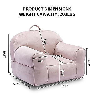 LETESA Kids Bean Bag Chair, Comfy Velvet Fabric Beanbag Chair, Memory Sponge Filled Bean Bag for Living Room, Bedroom, Indoor, No Assembly Required (Pink )