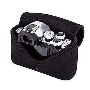 JJC Black Ultra Light Neoprene Camera Case, Compatible with X-E4 X-T30 II X-T30 X-T20 X-T10 +Short Prime Lens, 18mm F1.4/ 27mm F2.8/ 35mm F2, Pouch Bag Fuji X100V X100VI, Compact Size 127x85x84mm