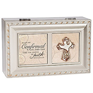 Cottage Garden Confirmation Inspirational Champagne Silver Petite Music Box Plays Amazing Grace