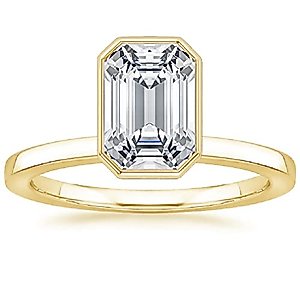 10K Solid Yellow Gold Handmade Engagement Ring 3.0 CT Emerald Cut Moissanite Diamond Solitaire Wedding/Bridal Ring Set for Women/Her Propose Ring (7)