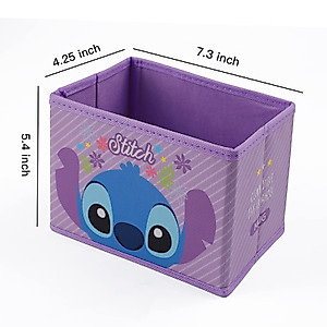 Generic Stitch Collapsible Storage Foldable Cube Storage Box Stitch Desk Room Decoration Boxes Desk Baskets Winnie Makeup Holder Organizer for Gils Women Stitch Lover (Box-Stitch)