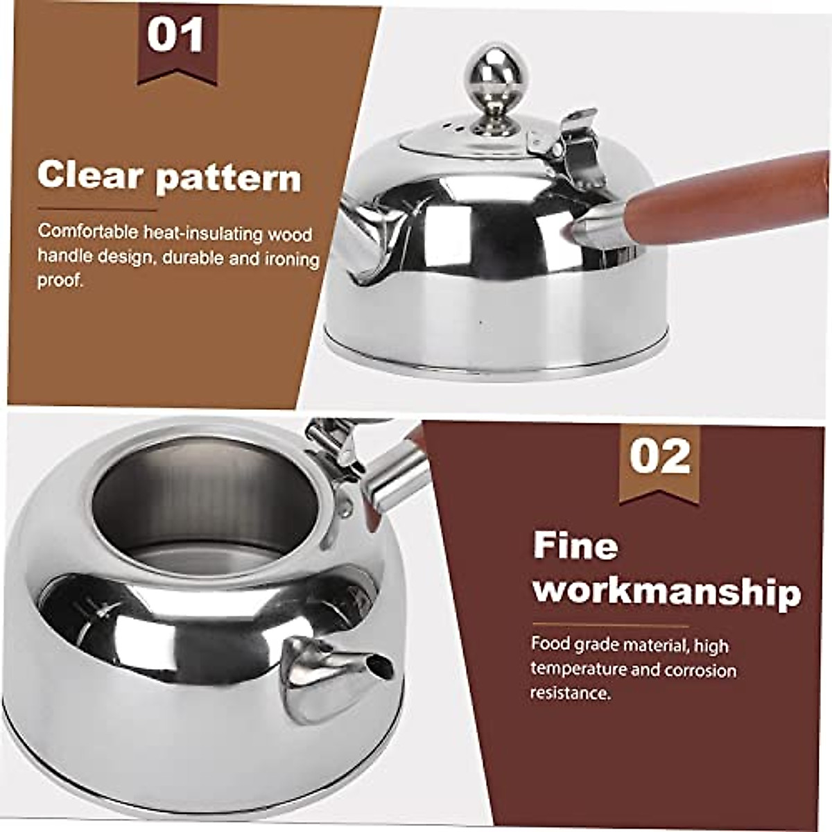 Stainless Steel Whistling Tea Kettle Kettle Heated Travel Coffee Mug Stainless Steel Espresso Maker Portable Kettle For Travel Metal Turkish Pot Boiling Teapot Coffee Pot Anti-scald Water Kettle Home