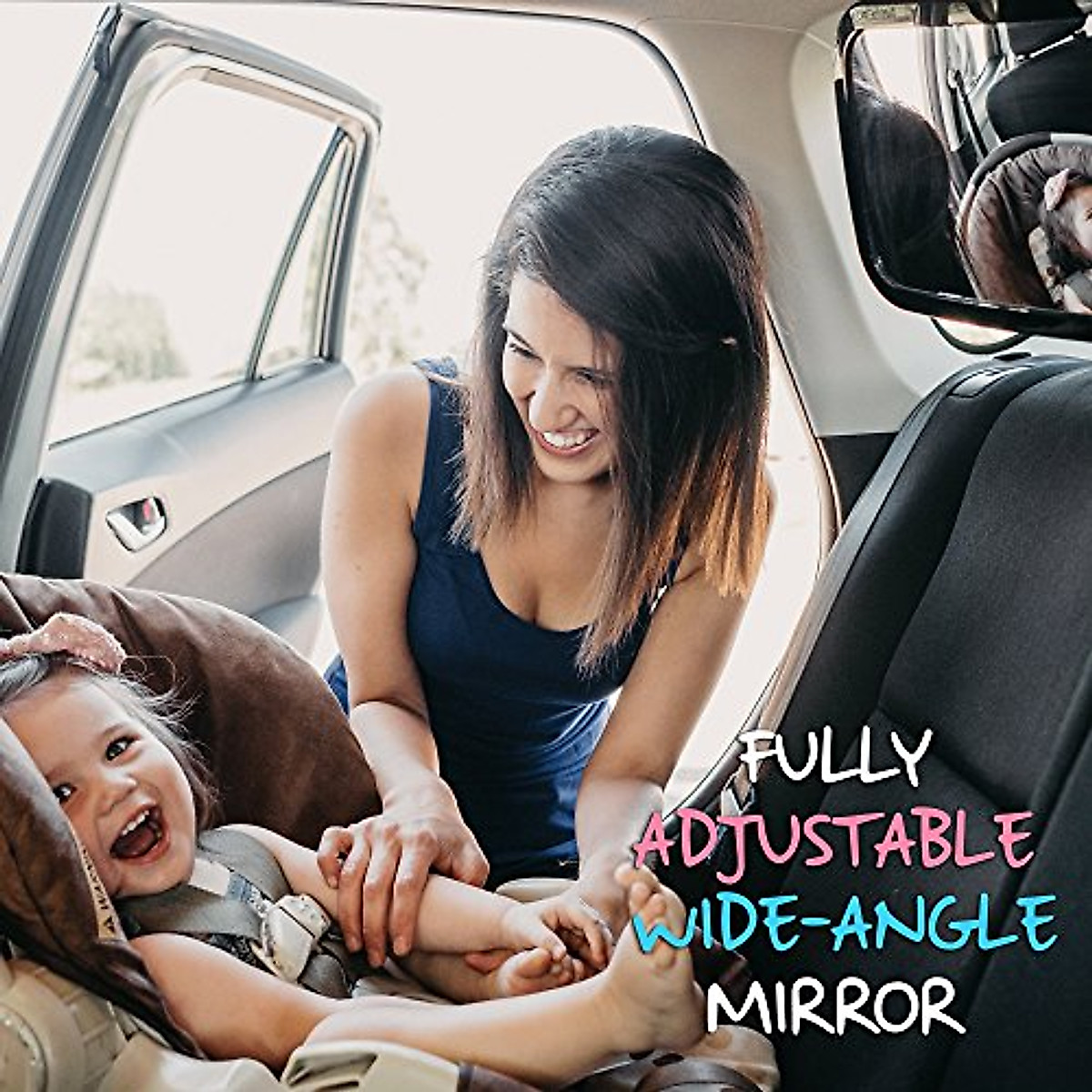 Baby Mirror for Car - Safely Monitor Infant Child in Rear Facing Car Seat - Wide View Shatterproof Adjustable Acrylic 360°for Backseat - Best Newborn Car Seat Accessories - by Snookums
