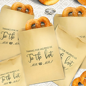 48Pcs Thanks for Helping Us Tie the Knot Pretzel Wedding Favor Bags,Tie the Knot Pretzel Favor Goody Snack Treat Grease Resistant Bags for Engagement Wedding Bridal Shower Party Decorations Supplies