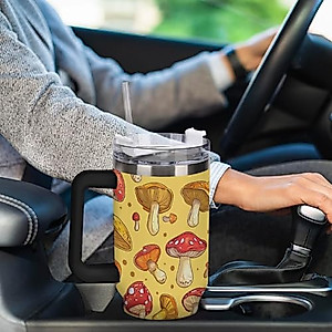 The Various Mushroom Art 40OZ Tumbler Stainless Steel Travel Mug Water Bottle Car Cup Tea Cups with Lid Black-style