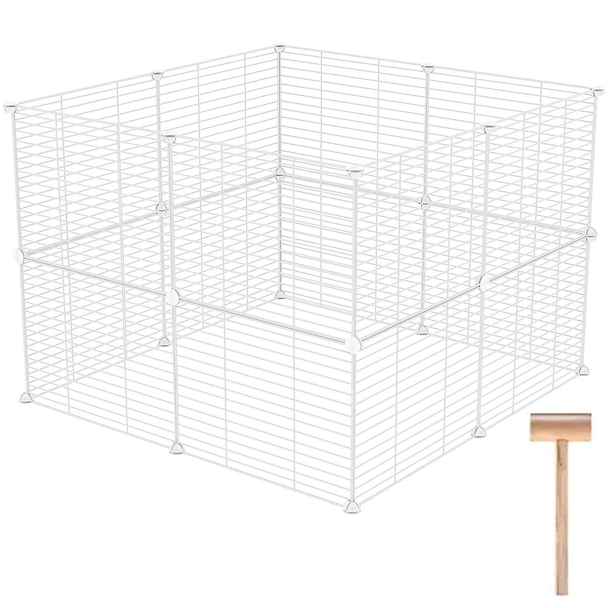 C&AHOME Pet Playpen, Small Animals Supplies, 16 Panels Exercise Playpens Cage, C Grids Portable Yard Fence Indoor, Ideal for Guinea Pigs, Pet Products, DIY Metal Yard Fence, 12" × 15" White UPPM3416W