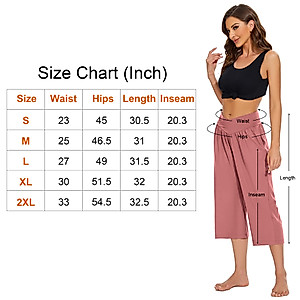 FAYLR Womens Wide Leg Capri Yoga Lounge Summer Loose Pullover Crossover High Waist Capri Pants with Pockets Black Large