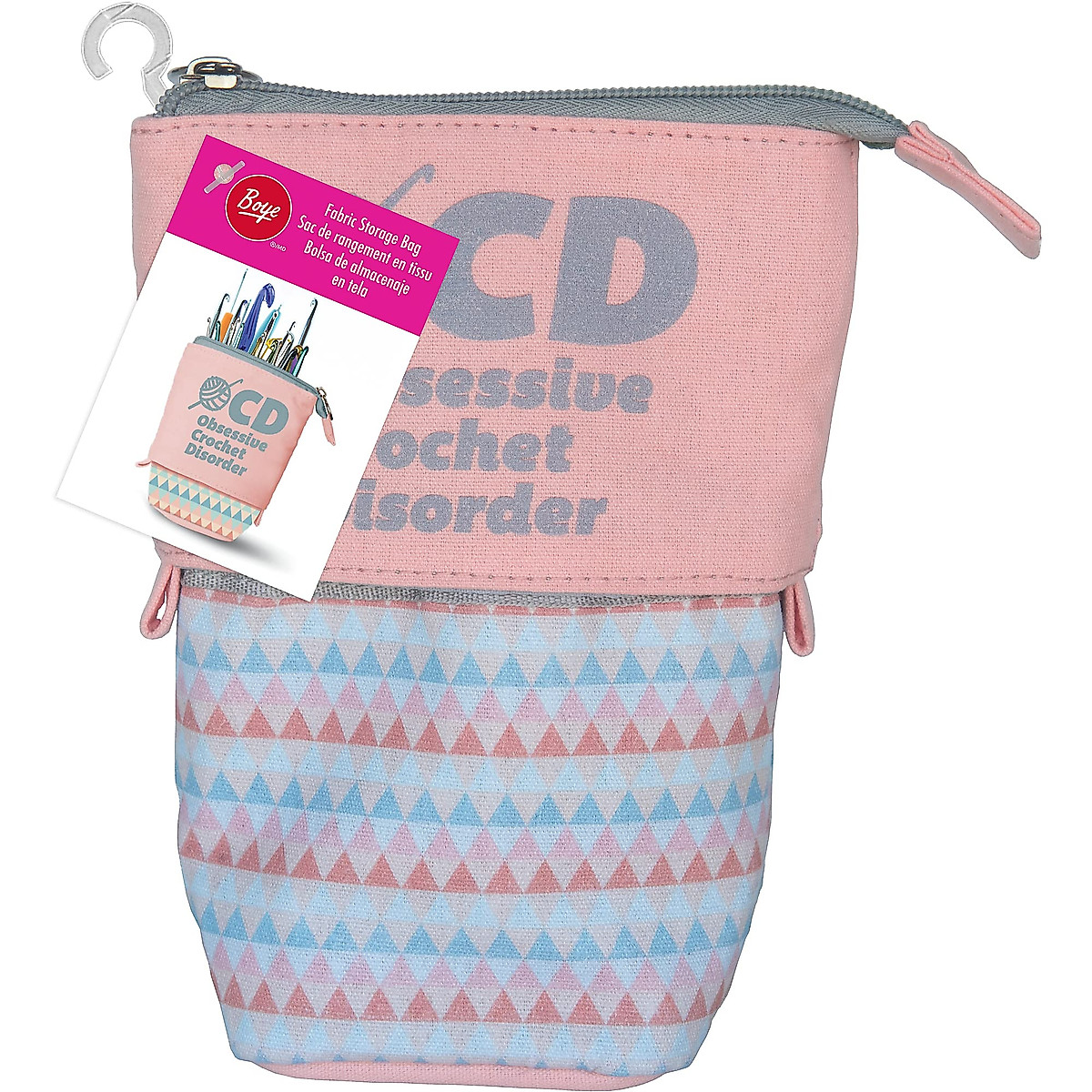 Boye OCD Fabric Crochet Storage Bag with Zipper, 5.75" x 7", Multicolor