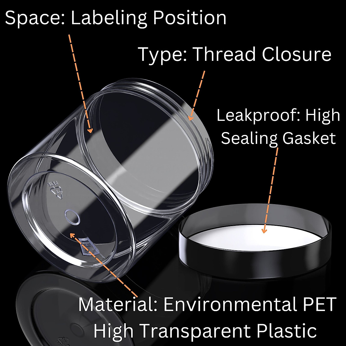 ZAVBE 4oz Container with Lids 50 Pack Clear Plastic Round Storage Jars Tall Height 6.2cm for Refillable Liquid and Solid Body butter