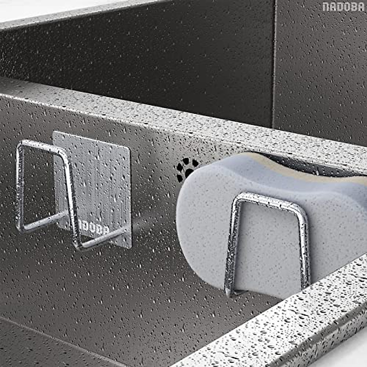 NADOBA Sink Sponge Holder for Kitchen - Stainless Steel Sponge Holder Kitchen Sponge Holder for Sink - Dish Sponge Holder for Sink Soap Sponge Holder - Sponge Caddy for Kitchen Sink Sponge Holder