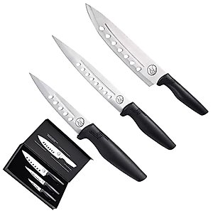 Professional Chef Knife - Stainless Steel Chef's Knives - Australian Designed and Tested Meat Knife - Cooking Knife - Sharp Cutting Knife - Non-Slip Rubber Handle with warranty (S + M + L)