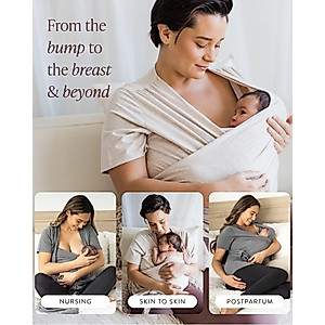 Kindred Bravely Organic Cotton Skin to Skin Wrap Top | Kangaroo Shirt for Mom and Baby (Grey Heather, Medium)