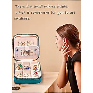 ilycase Velvet Jewelry Box,Travel jewelry Box organizer,Earring Organizer with Mirror,Jewelry Travel Case,travel jewelry box (Green)