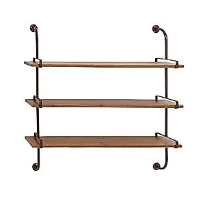 Deco 79 Wood Wall Shelf with Metal Brackets, 38" x 9" x 38", Brown