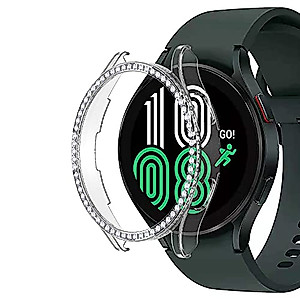 RICHONE [6Pack] Bling Case Compatible with Samsung Galaxy Watch 4 40mm 44mm Protector, Diamonds Cover Hard PC Bumper Frame (6 Colors, Watch 4 40mm)