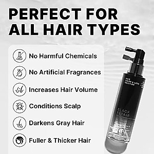 DERMACENTRIC Black Hair Repair Tonic Spray | Vegan Gray Hair Spray for Hair Growth & Scalp Care | Korean Hair Care for Men & Women Unscented Root Touch Up Hair Regrowth Tonic Spray (3.38fl oz)