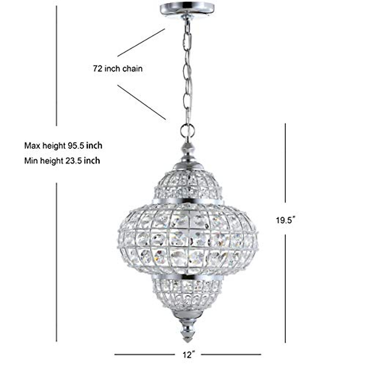 JONATHAN Y JYL6111A Juliette 12" Crystal/Metal LED Chandelier Pendant Chandelier Pendant Glam Contemporary Transitional Dimmable Dining Room Living Room Kitchen Foyer Bedroom Hallway
