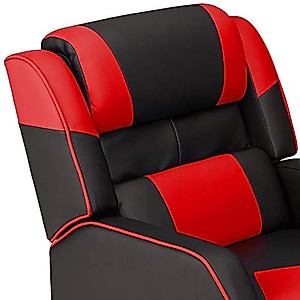 Amazon Basics Kids/Youth Gaming Recliner with Headrest and Back Pillow, Ages 3+, Black/Red